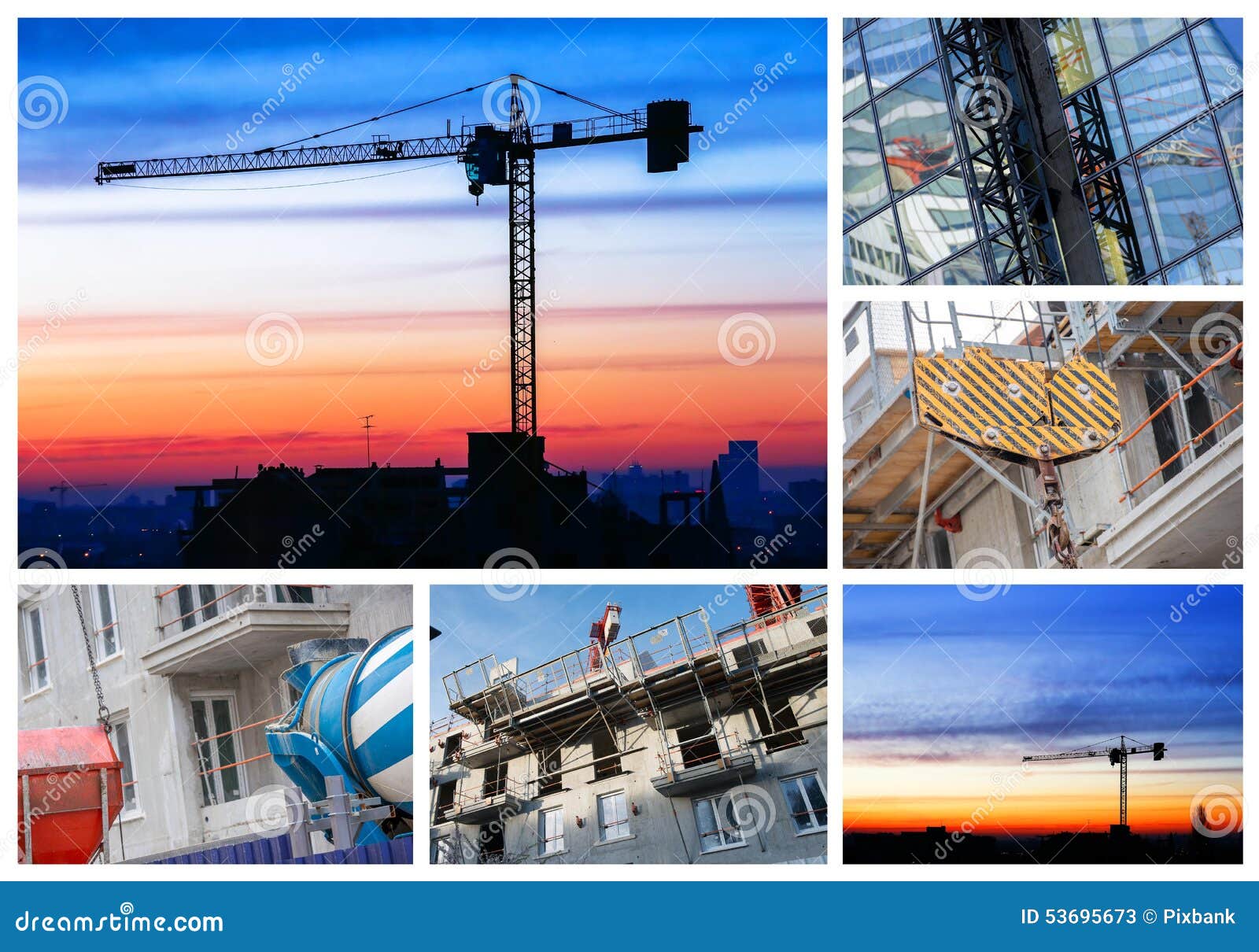 Collage of a New Residential Building Stock Image - Image of excavate ...