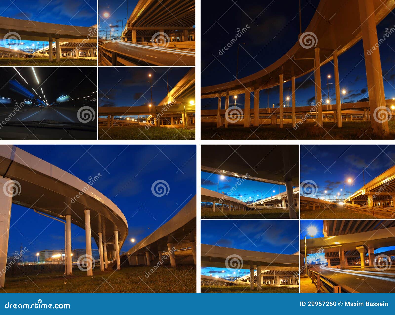Collage night city bridges stock photo. Image of contemporary - 29957260