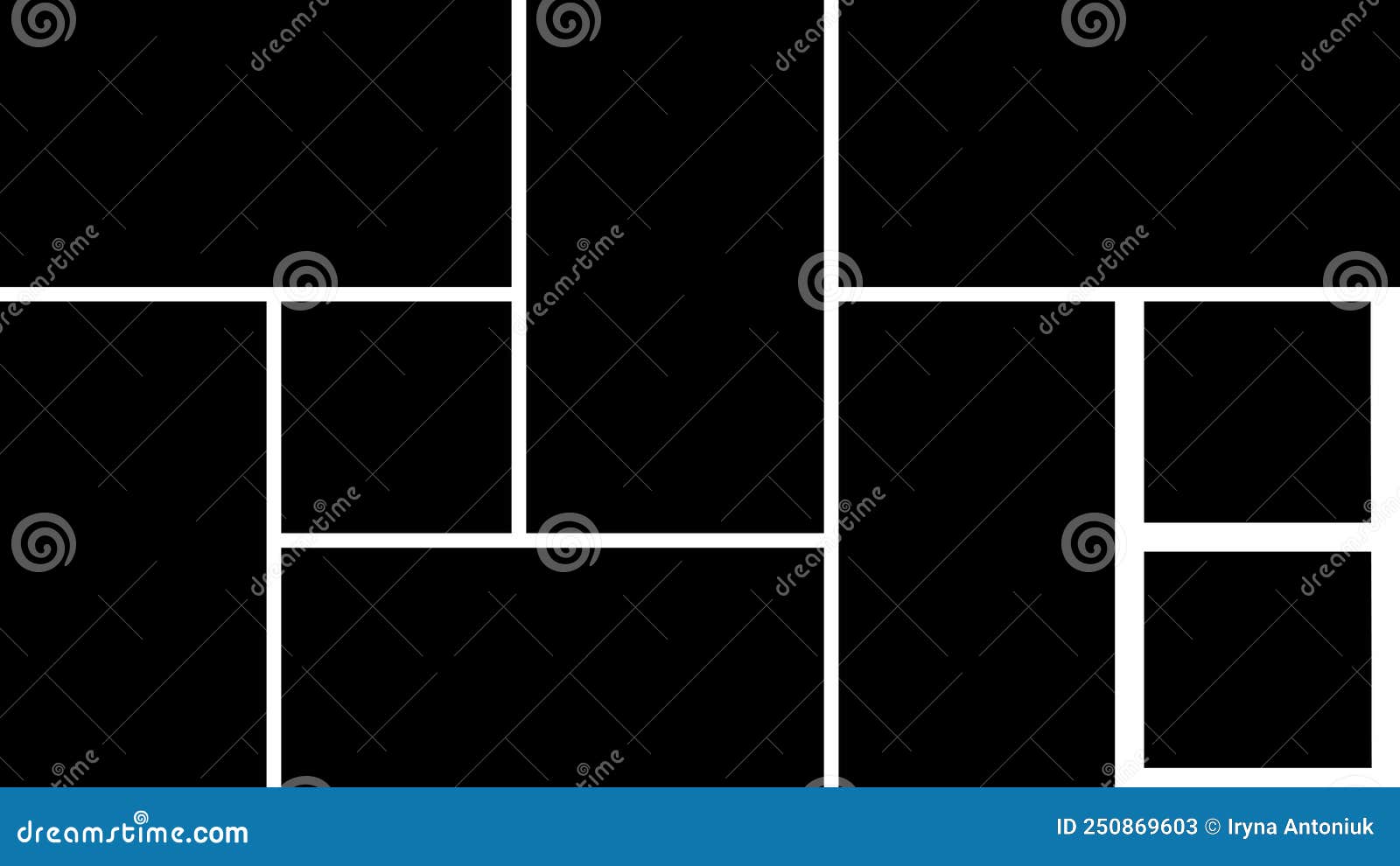 Collage Nine Empty Frames. Templates Photo Parts for the Interior ...