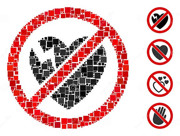 Square No Broken Heart Icon Vector Mosaic Stock Vector - Illustration ...