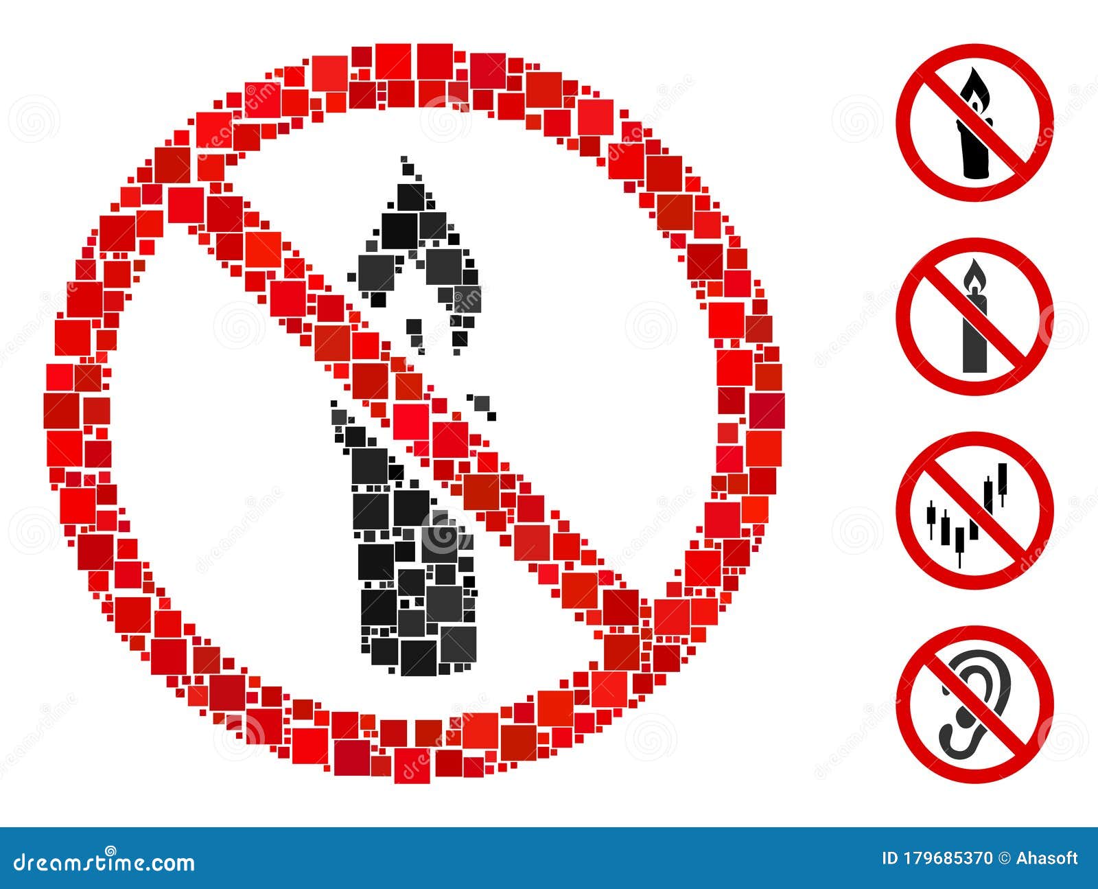 Square No Candle Icon Vector Mosaic Stock Vector - Illustration of ...
