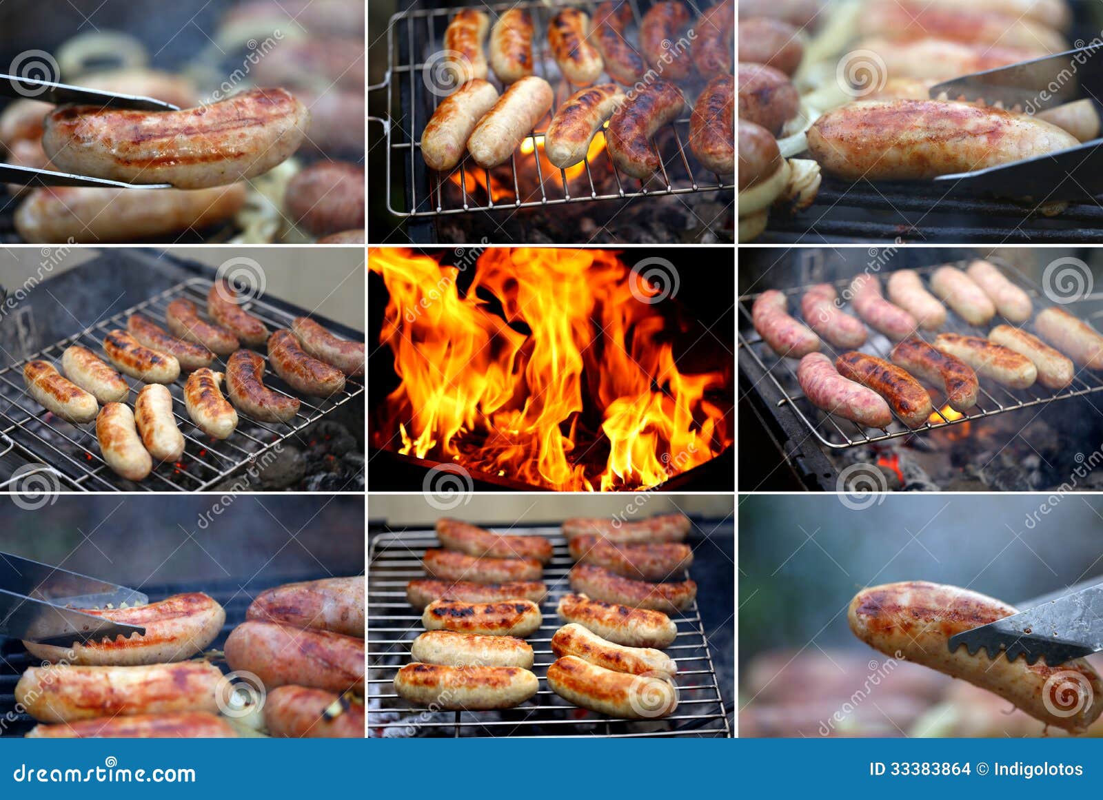Collage ob bbq sausage. stock photo. Image of collage - 33383864