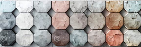 A Collage of Octagonal Tiles in Muted Hues Adding Depth and Dimension ...
