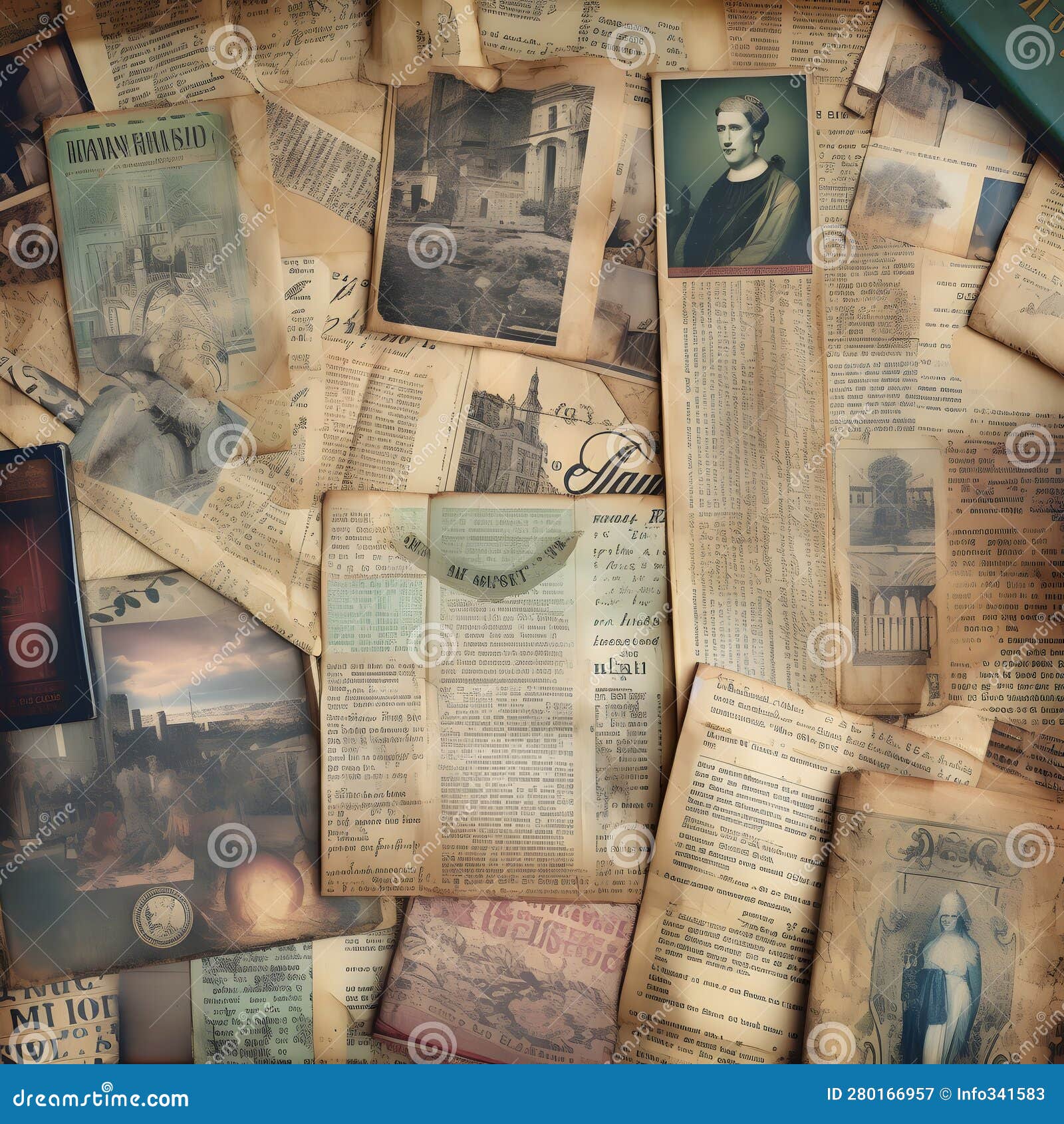 Collage of Old Book Pages Creates a Vintage and Nostalgic Three ...