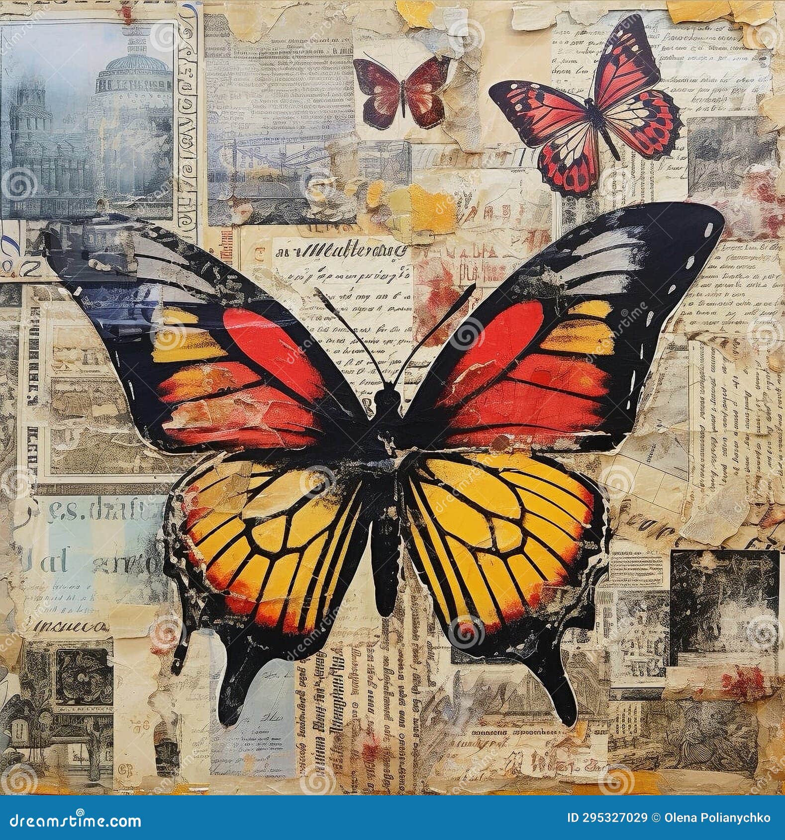 Collage Of Old Newspapers Depicting Different Animals And A Large ...