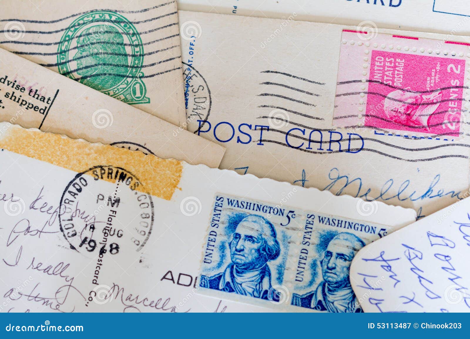 Collage of Old Postcards and Stamps Editorial Photography - Image of ...