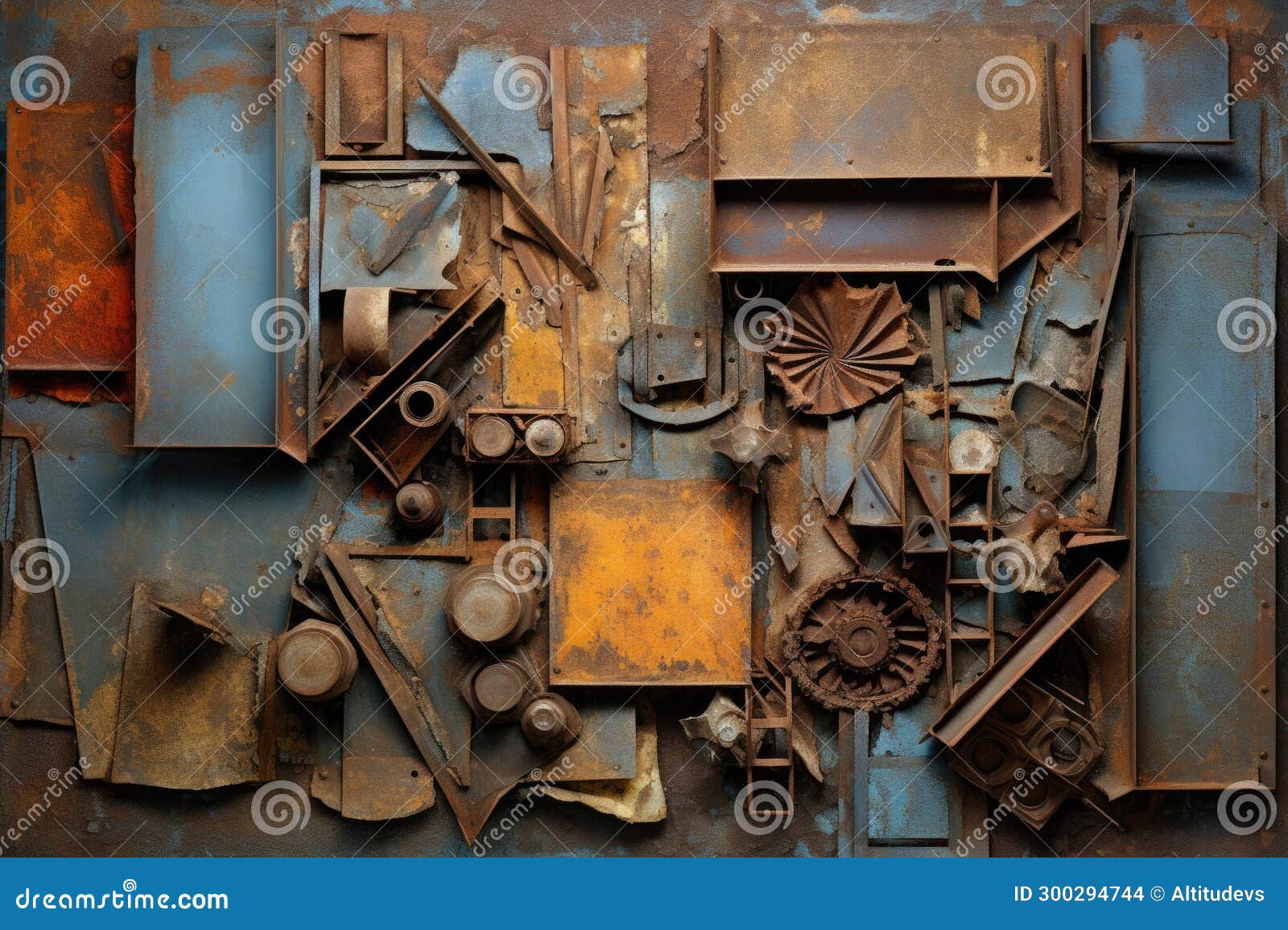A Collage of Old, Rusty Metal Pieces Arranged in an Abstract Pattern ...
