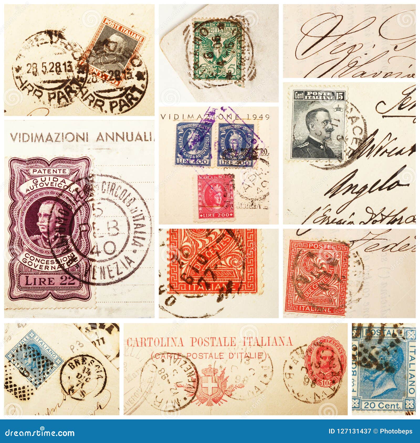 Collage of Old Stamps and Postal Stamps Editorial Photography - Image ...