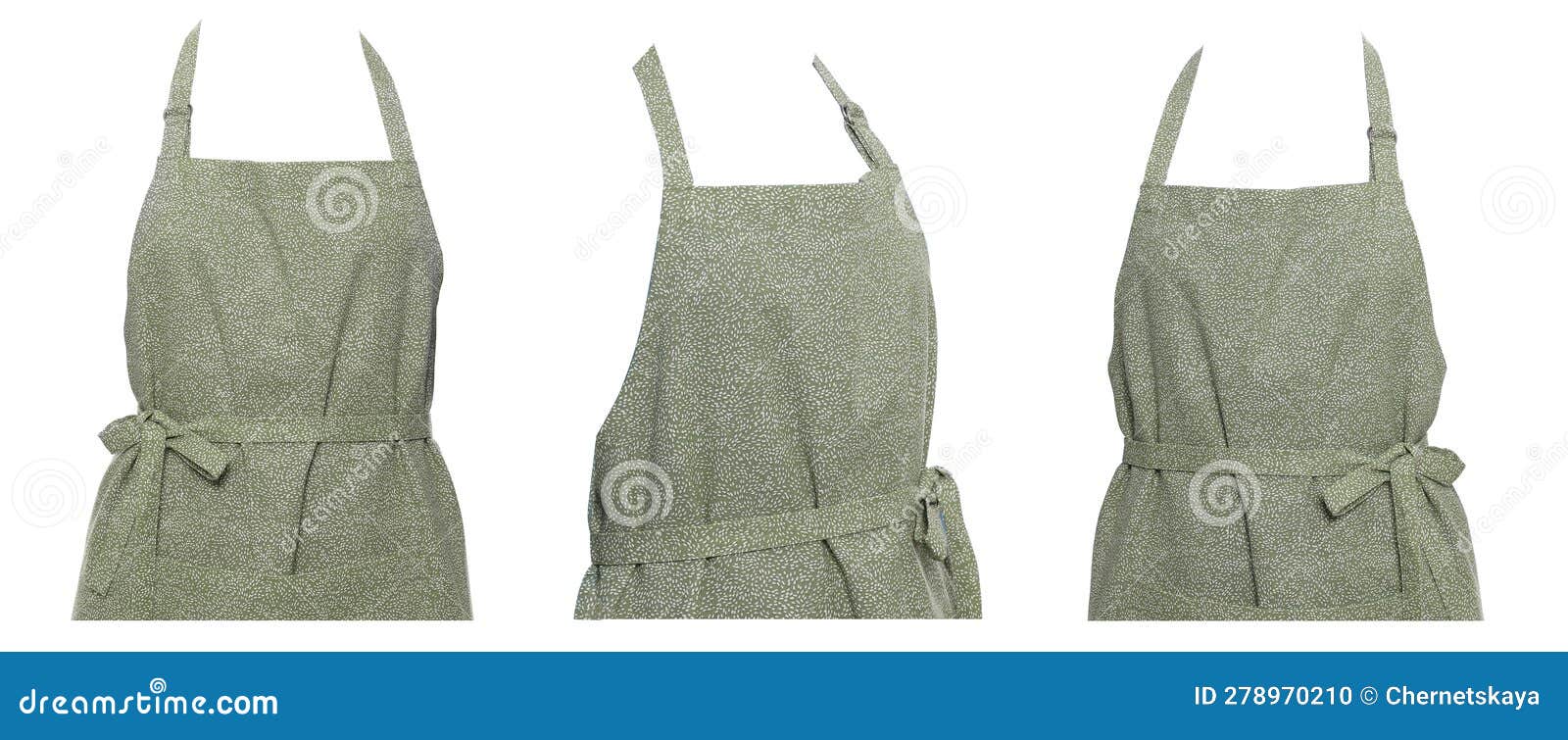 Collage with Olive Color Apron Isolated on White, Different Sides Stock ...