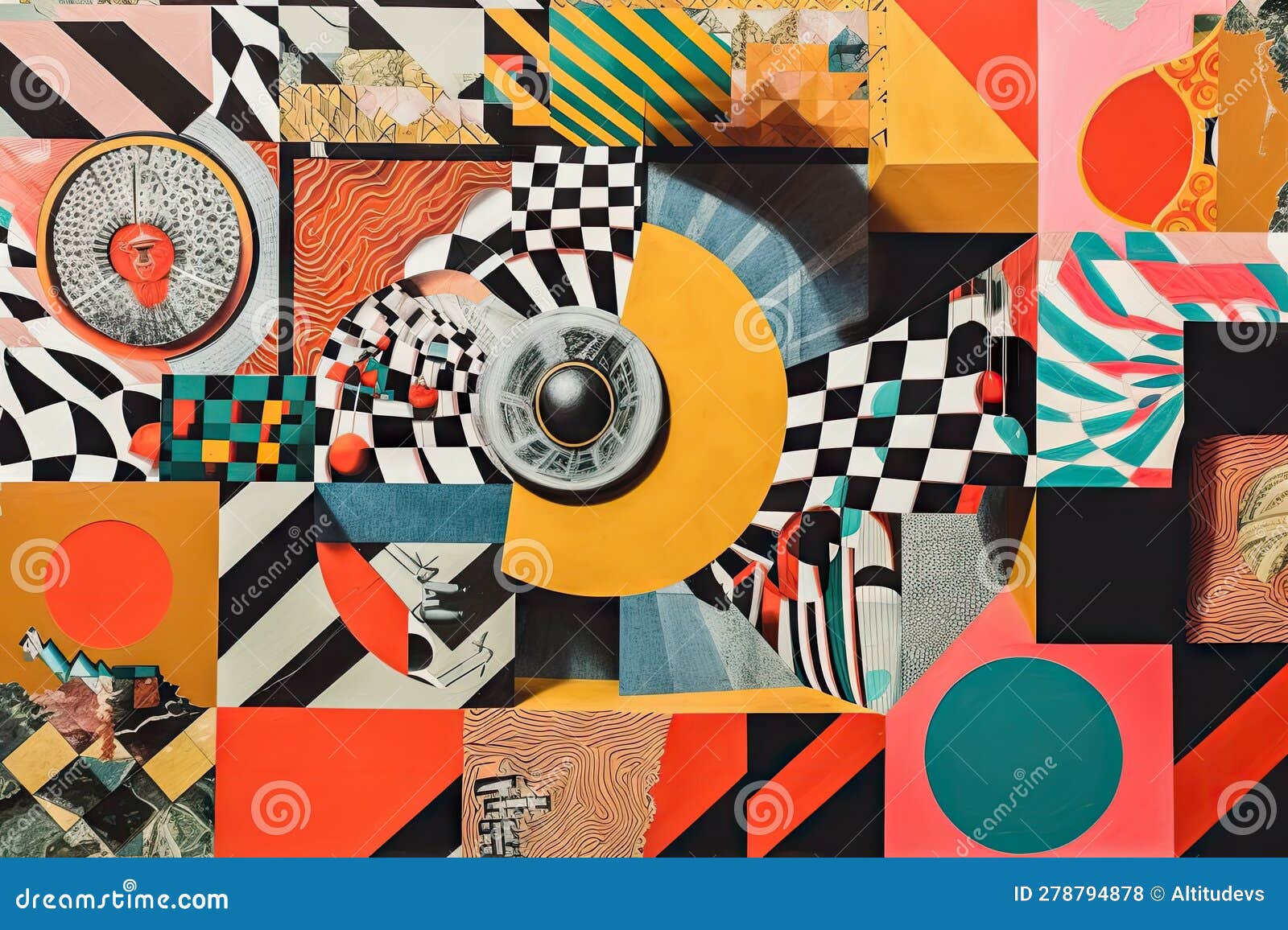 A Collage of Optical Illusions, Bringing Together a Variety of Shapes ...