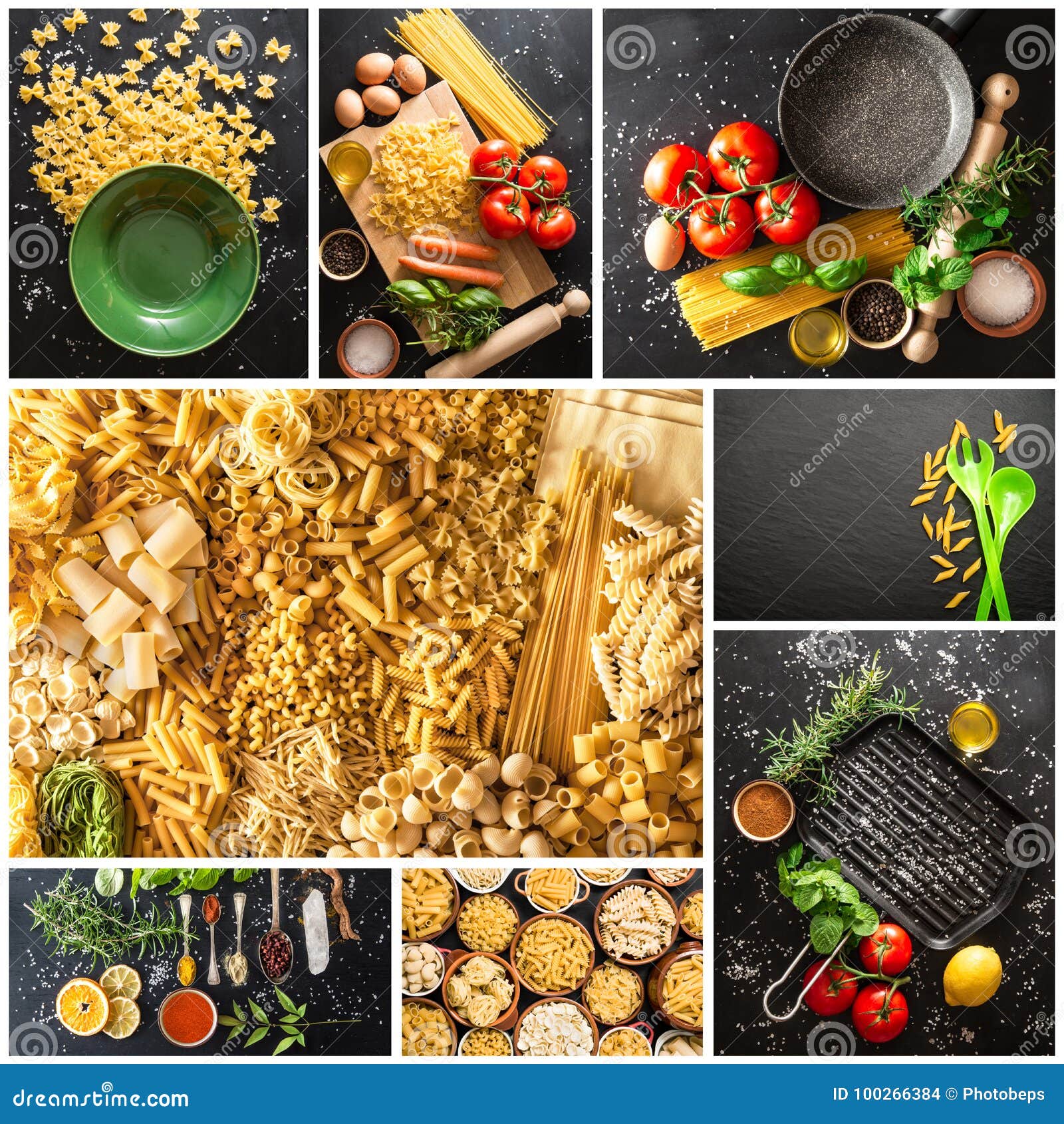 Original Italian Pasta Collage Stock Photo - Image of dishes ...