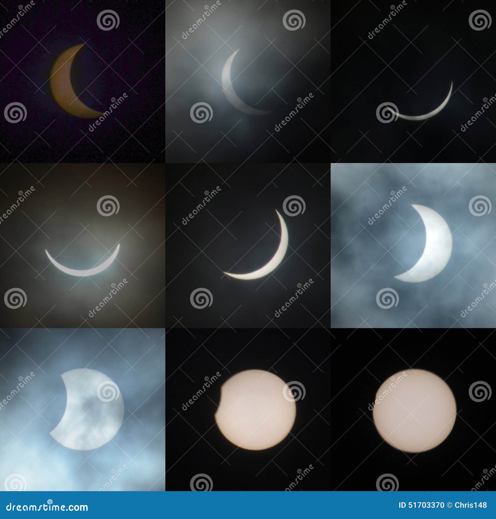 Collage of Partial Solar Eclipse Stock Photo - Image of final ...