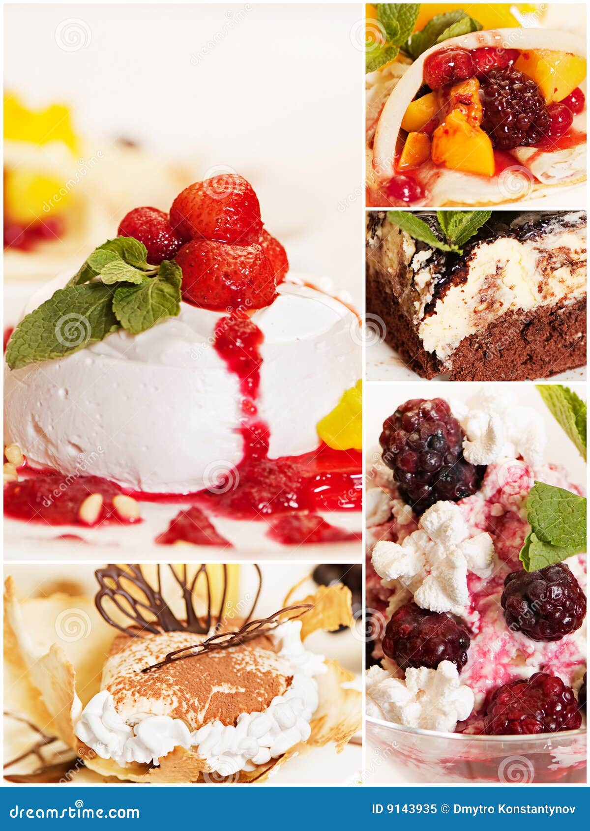 Collage a Partir De Cinco Postres Deliciosos Imagen de archivo - Imagen ...