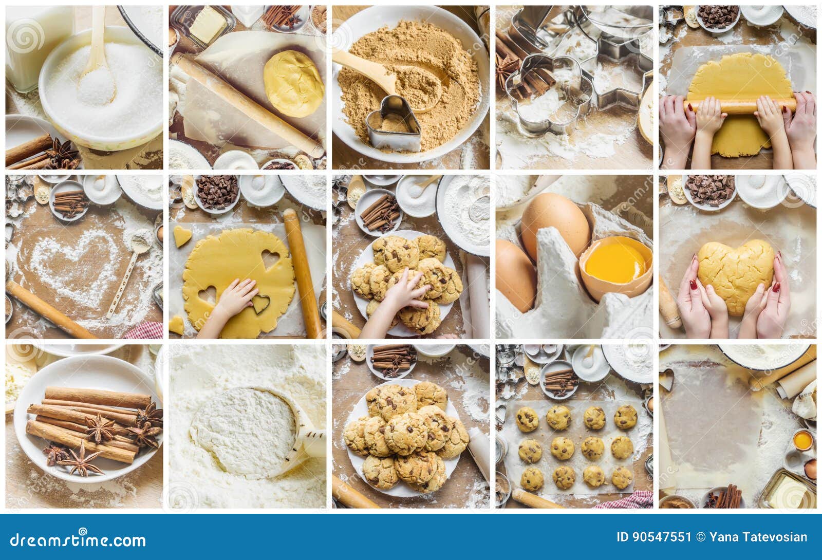 Collage Pastry, Cakes, Cook Their Own Hands. Stock Photo ...