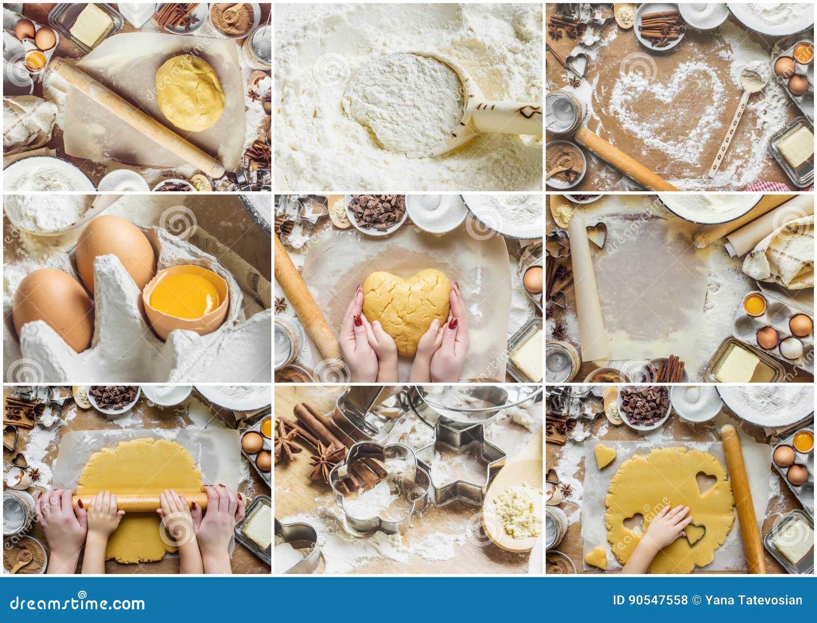 Collage Pastry, Cakes, Cook Their Own Hands. Stock Photo - Image of ...