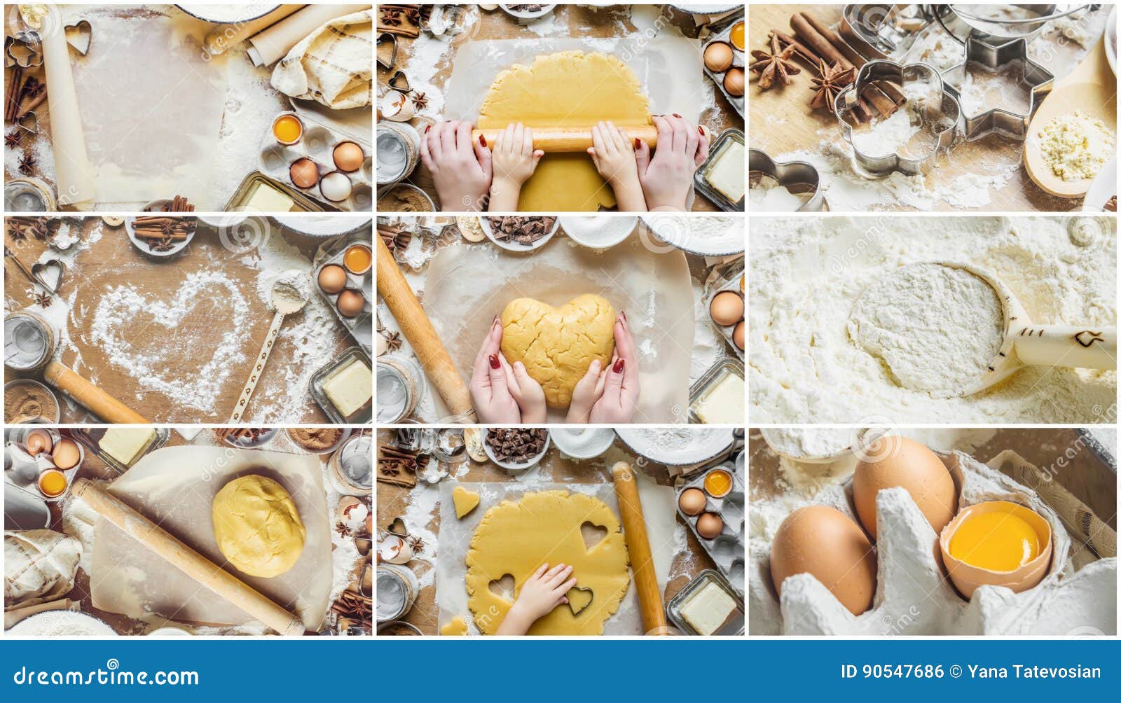 Collage Pastry, Cakes, Cook Their Own Hands. Stock Photo ...