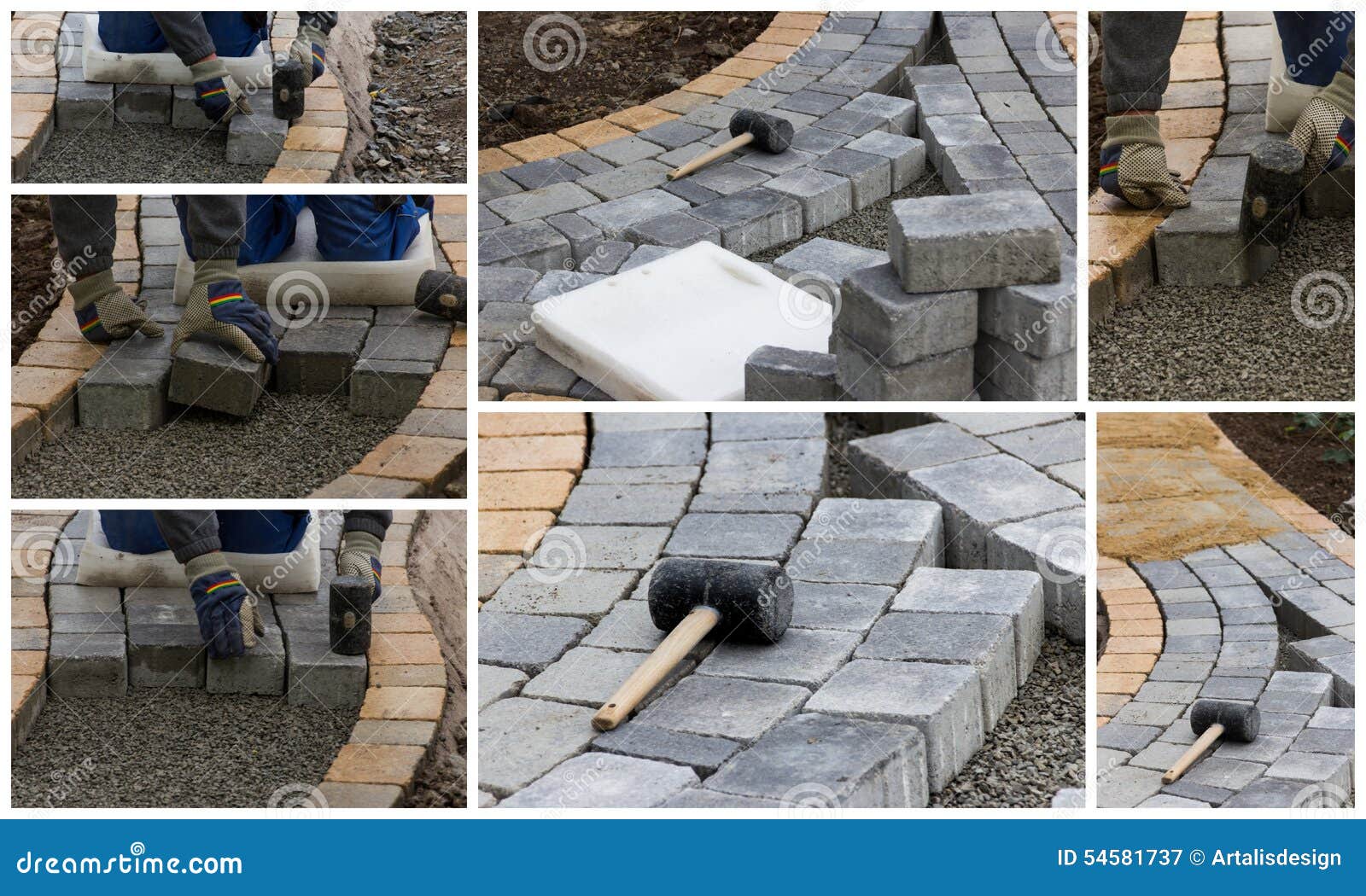 Collage paving work stock image. Image of materials, relocation - 54581737