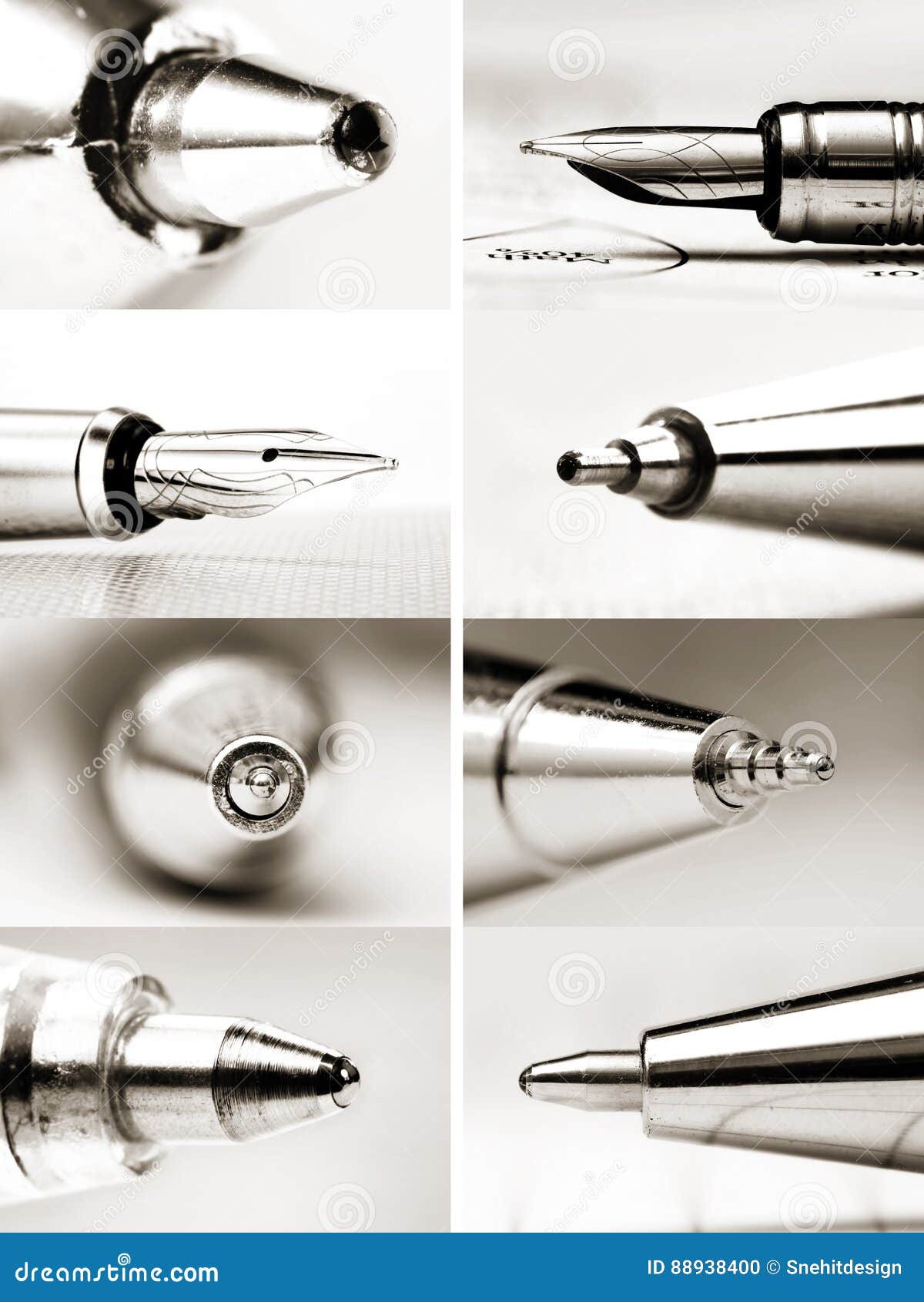 Collage of pen tips stock photo. Image of white, shining - 88938400