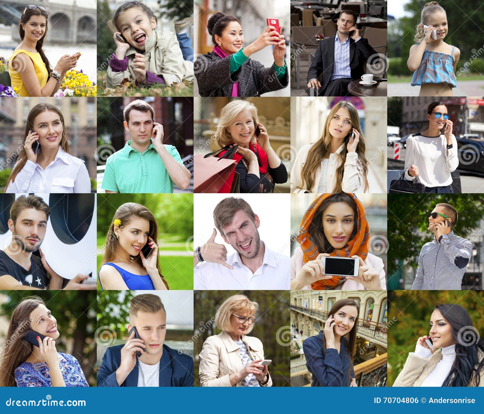 Collage People Calling by Phone Stock Photo - Image of asian, cell ...