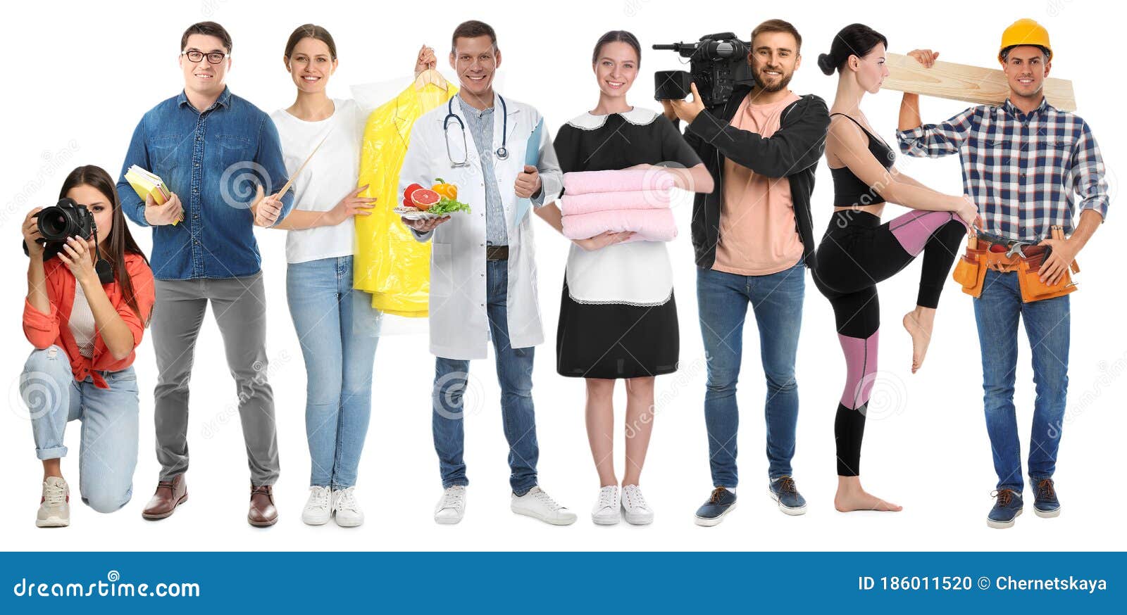 Collage with People of Different Professions on Background Stock Photo ...