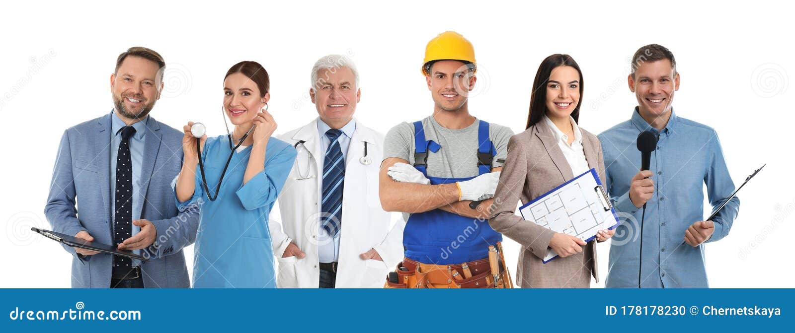 Collage With People Of Different Professions On Background. Banner ...