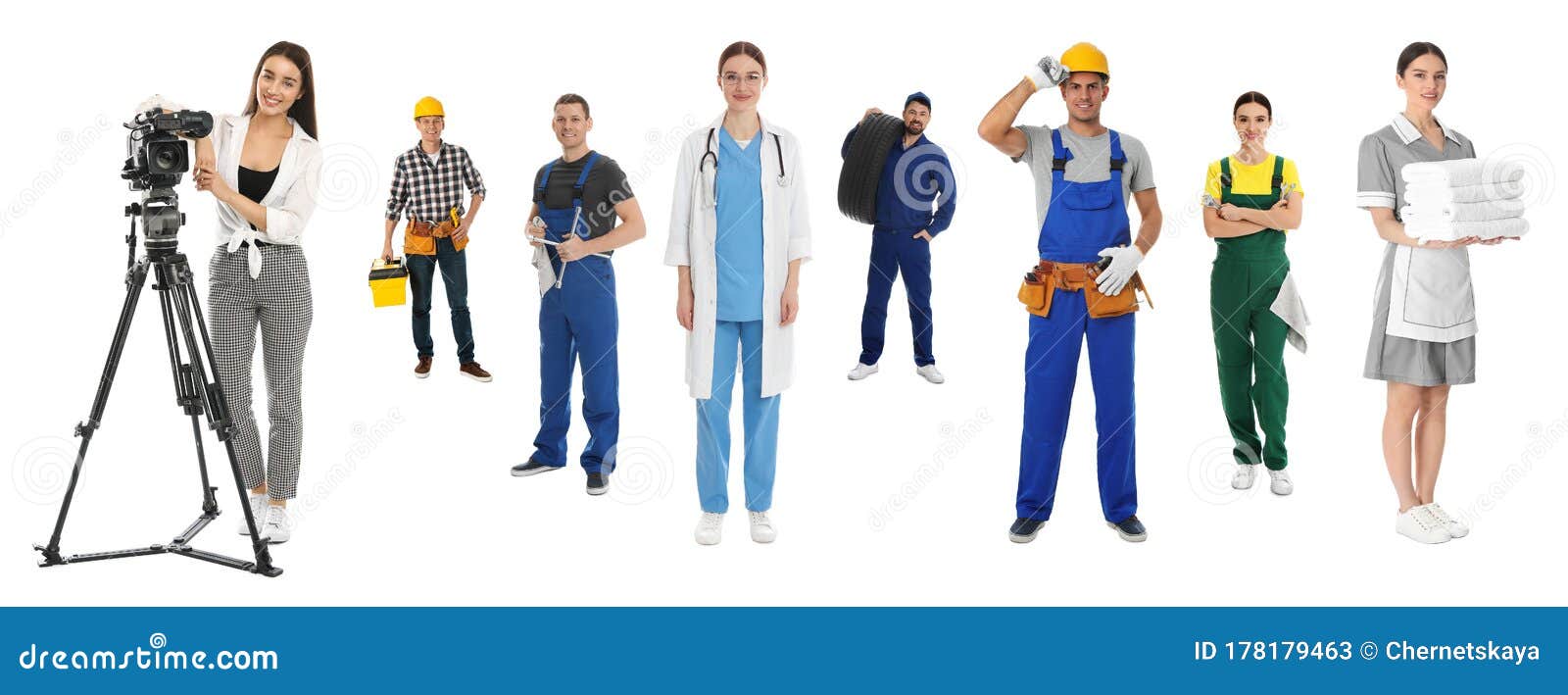 Collage with People of Different Professions on Background. Banner ...
