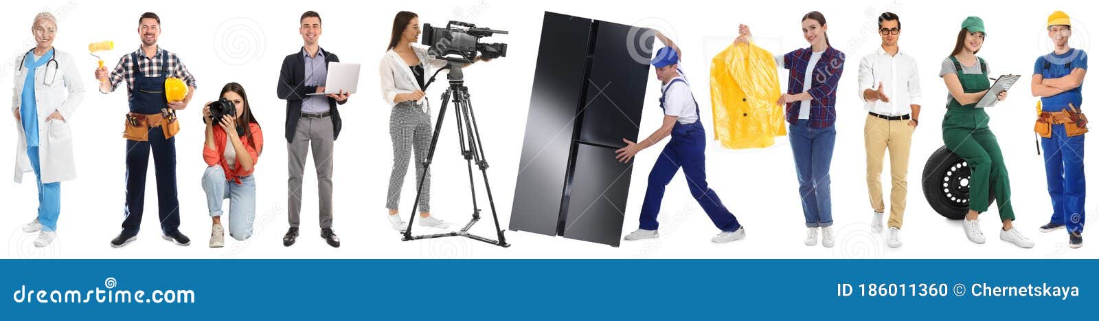 Collage with People of Different Professions on Background. Banner ...