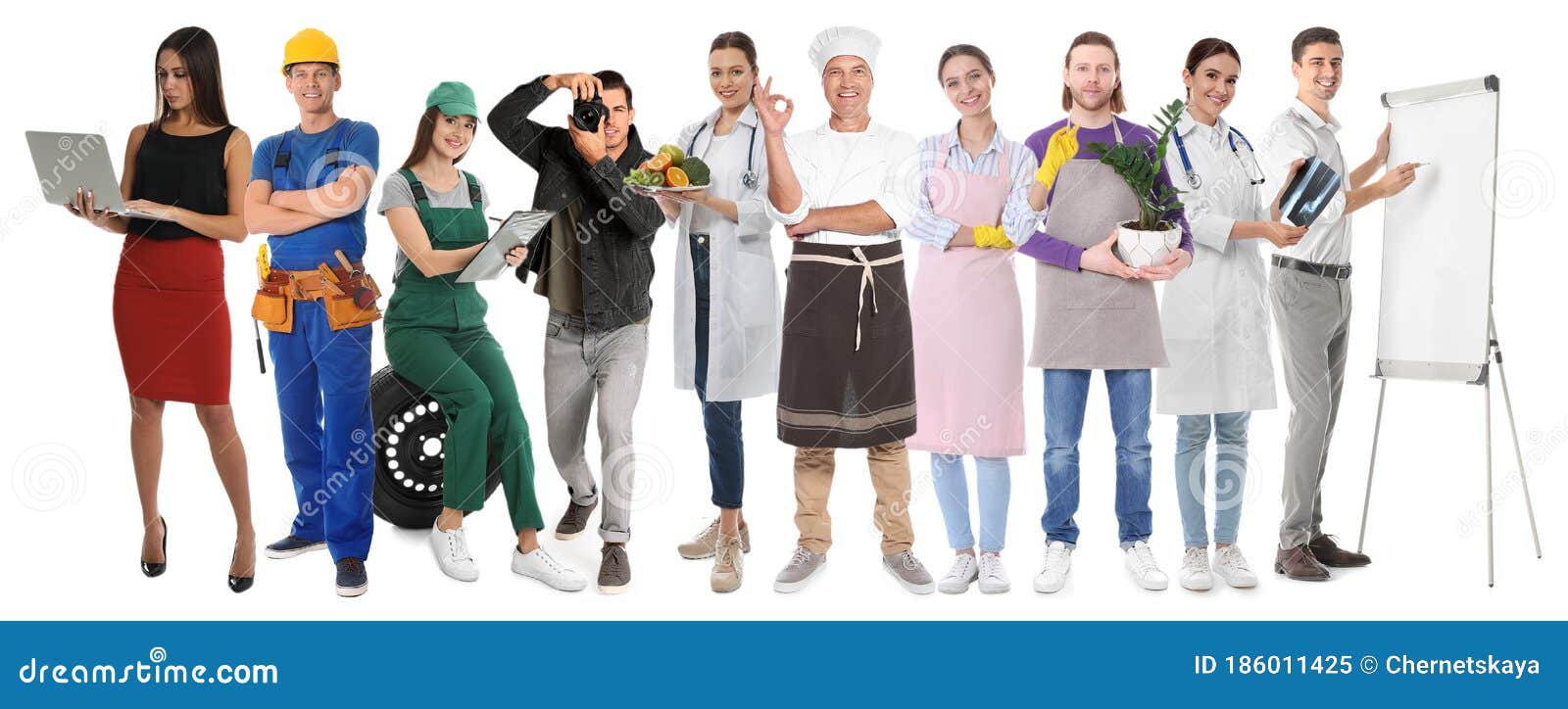 Collage with People of Different Professions on Background. Banner ...