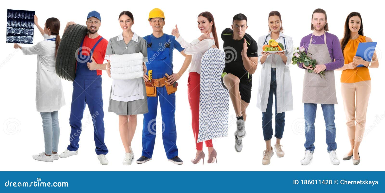 Collage with People of Different Professions on Background. Banner ...