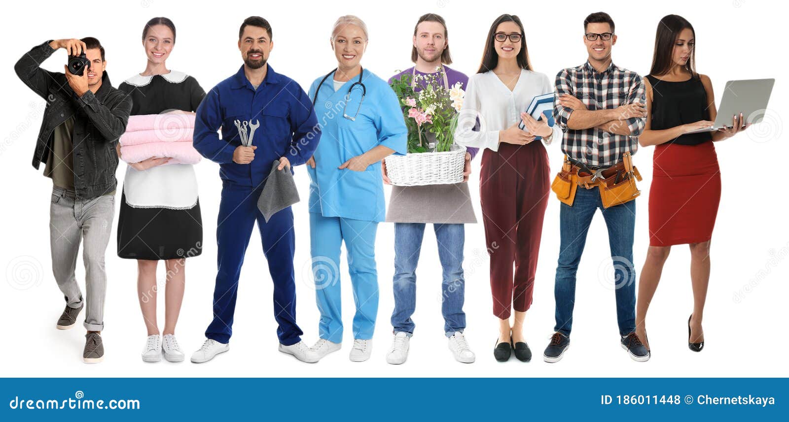 Collage with People of Different Professions on Background. Banner ...