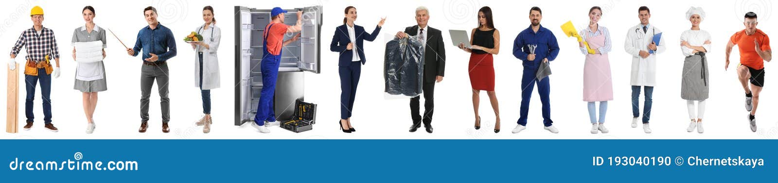 Collage with People of Different Professions on Background. Banner ...