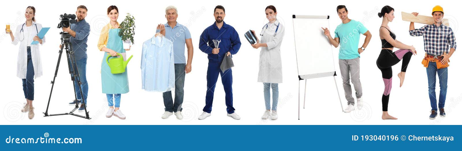 Collage with People of Different Professions on Background. Banner ...