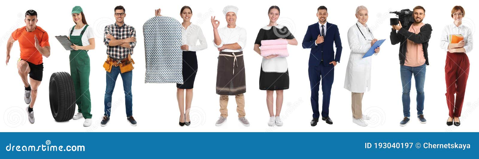 Collage with People of Different Professions on Background. Banner ...