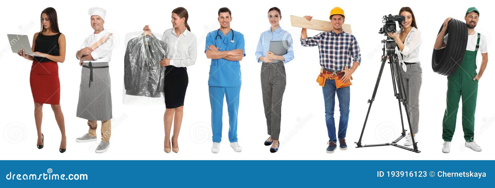 Collage with People of Different Professions on Background. Banner ...