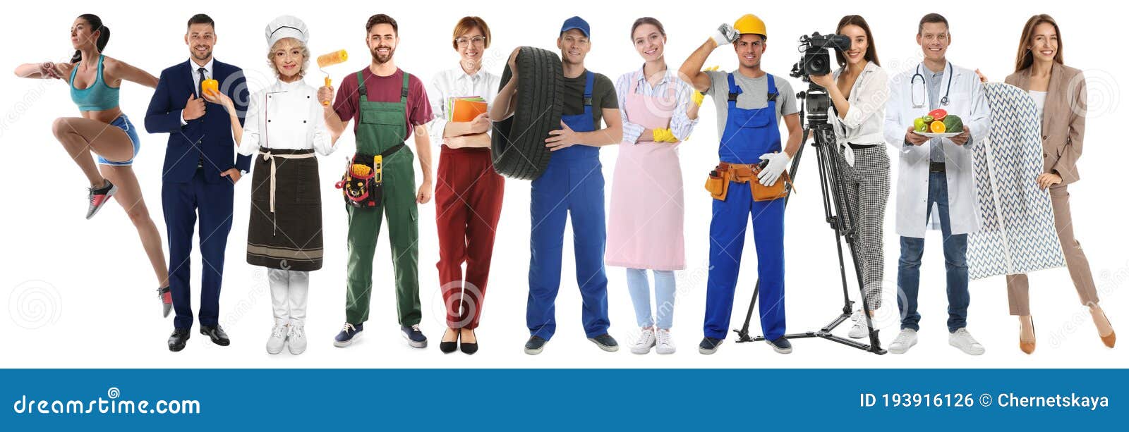 Collage with People of Different Professions on Background. Banner ...