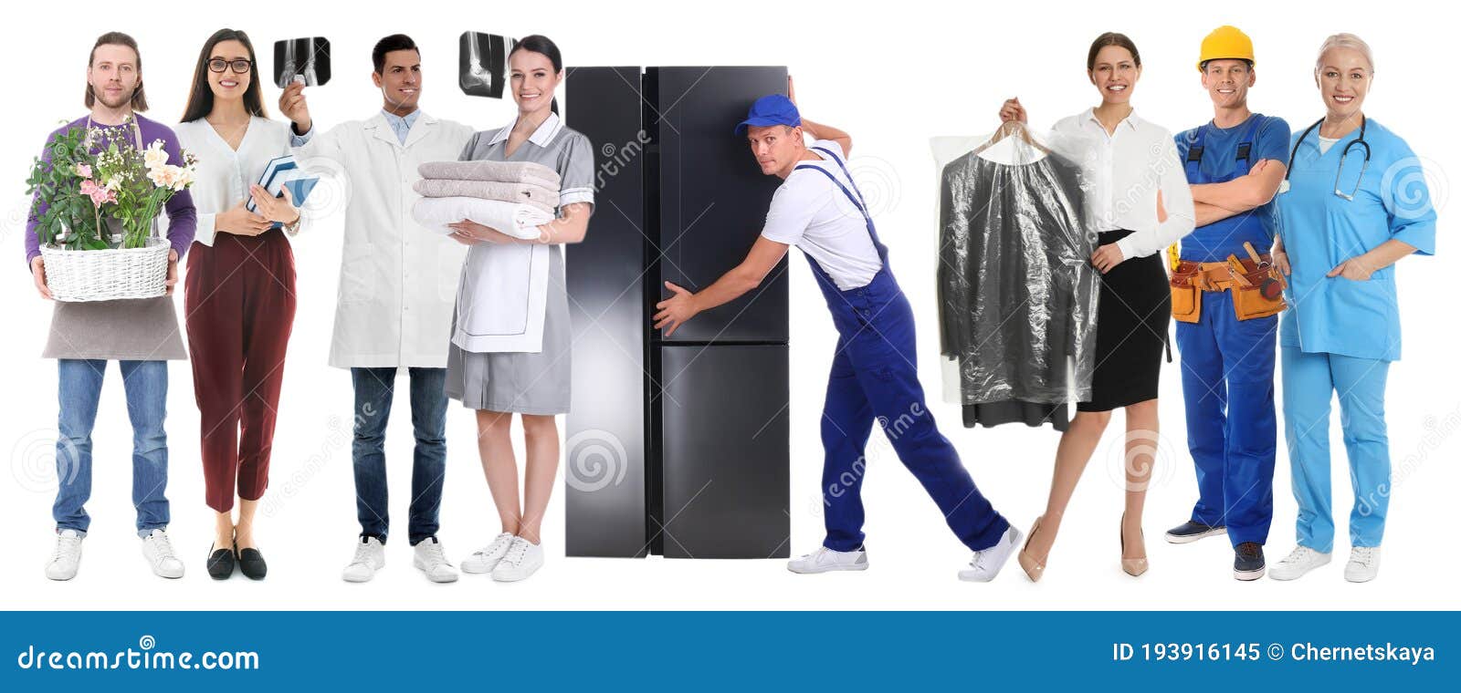 Collage with People of Different Professions on Background. Banner ...