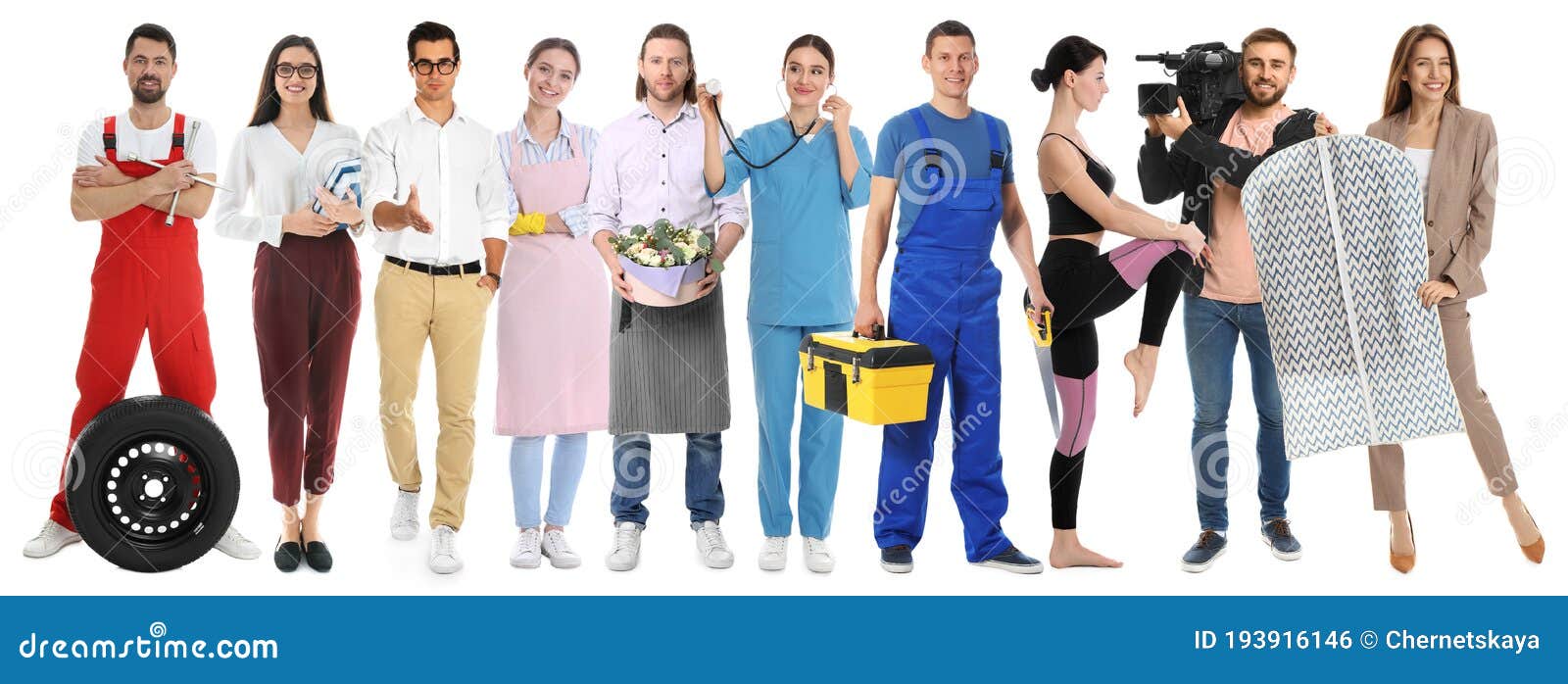 Collage with People of Different Professions on Background. Banner ...