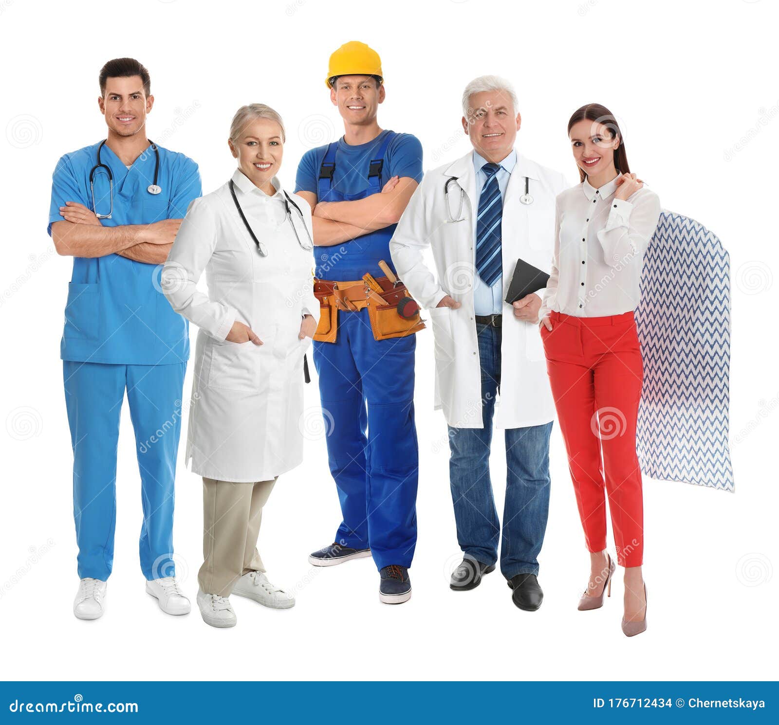 Collage of People with Different Professions on Background Stock Photo ...