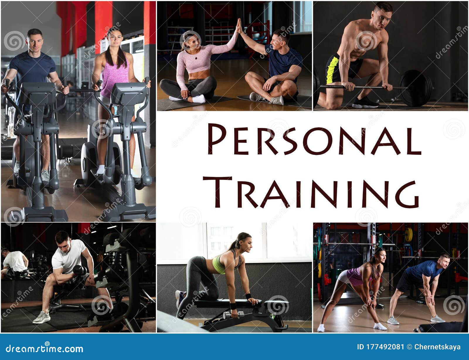 Collage of People in Gym and Text Personal Training Stock Image - Image ...
