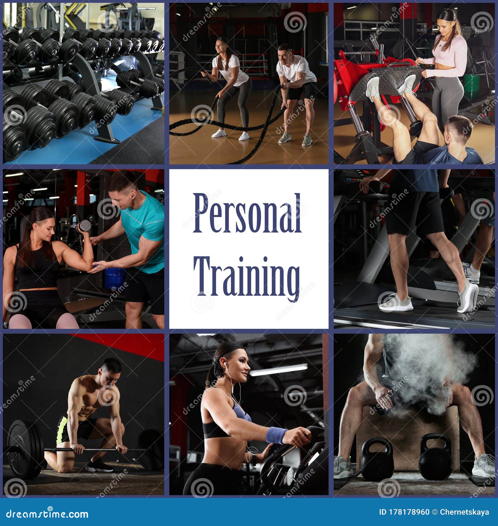 Collage of People in Gym and Text Personal Training Stock Photo - Image ...
