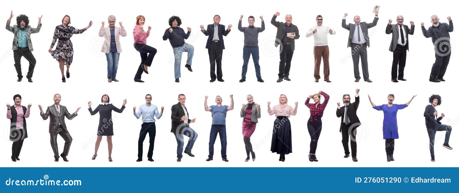 Collage of People Joyful Energetic Full Length Isolated Stock Photo ...