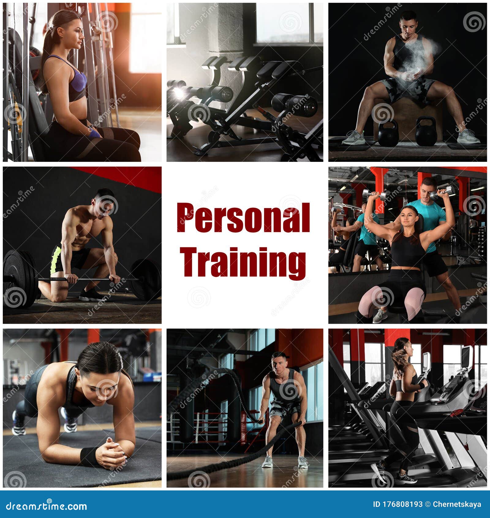 Collage of People in Gym and Text Personal Training Stock Image - Image ...