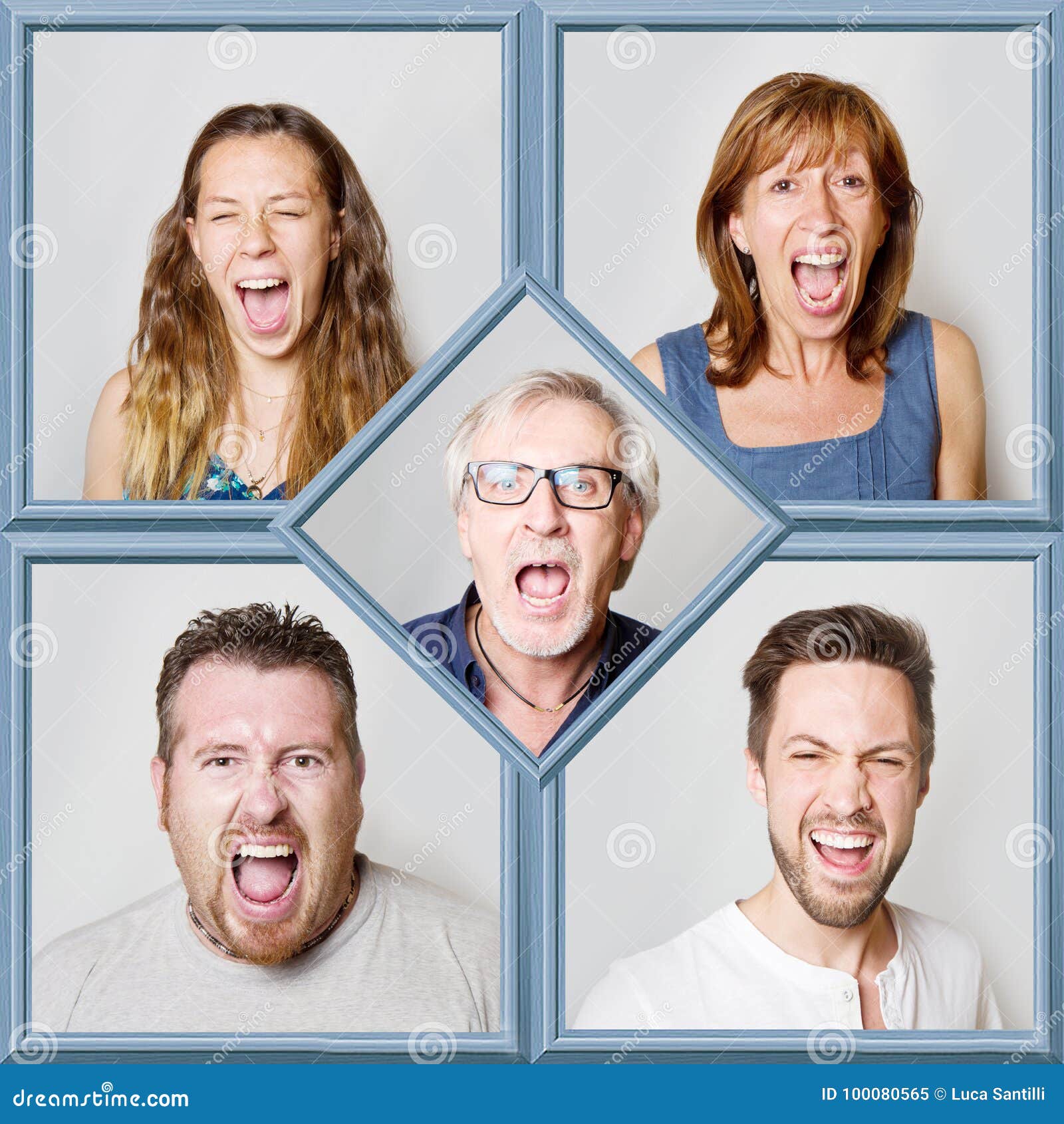 Collage of People during Screaming Stock Image - Image of mood, collage ...