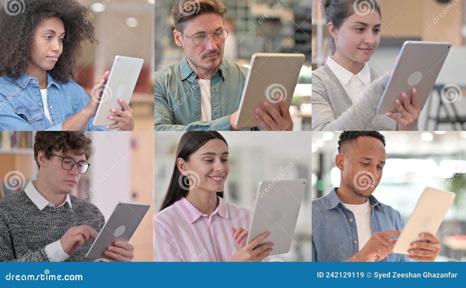 Collage of People Using Digital Tablet Stock Image - Image of data ...