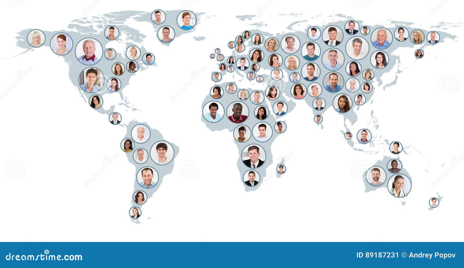 Collage of People on World Map Stock Illustration - Illustration of ...
