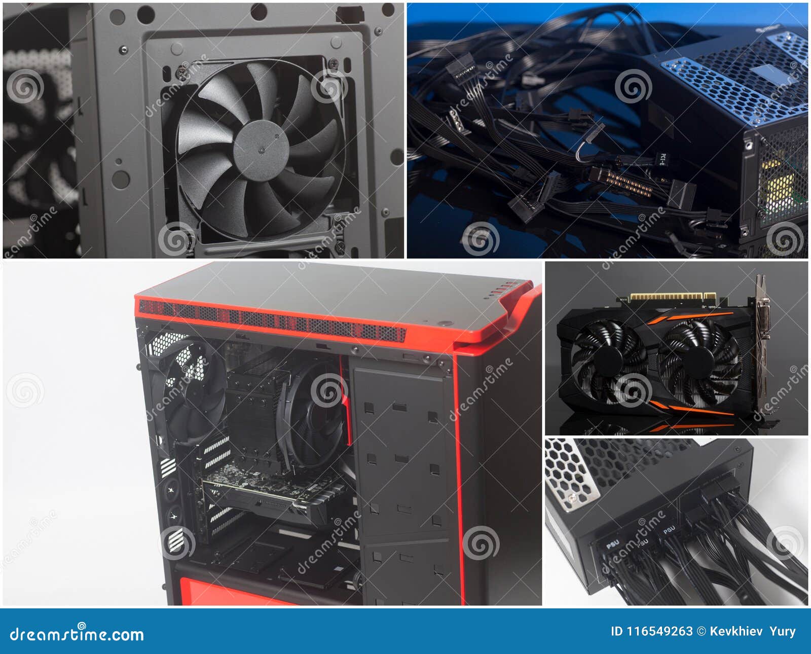 Collage of Personal Computer Components. Stock Image - Image of mother ...