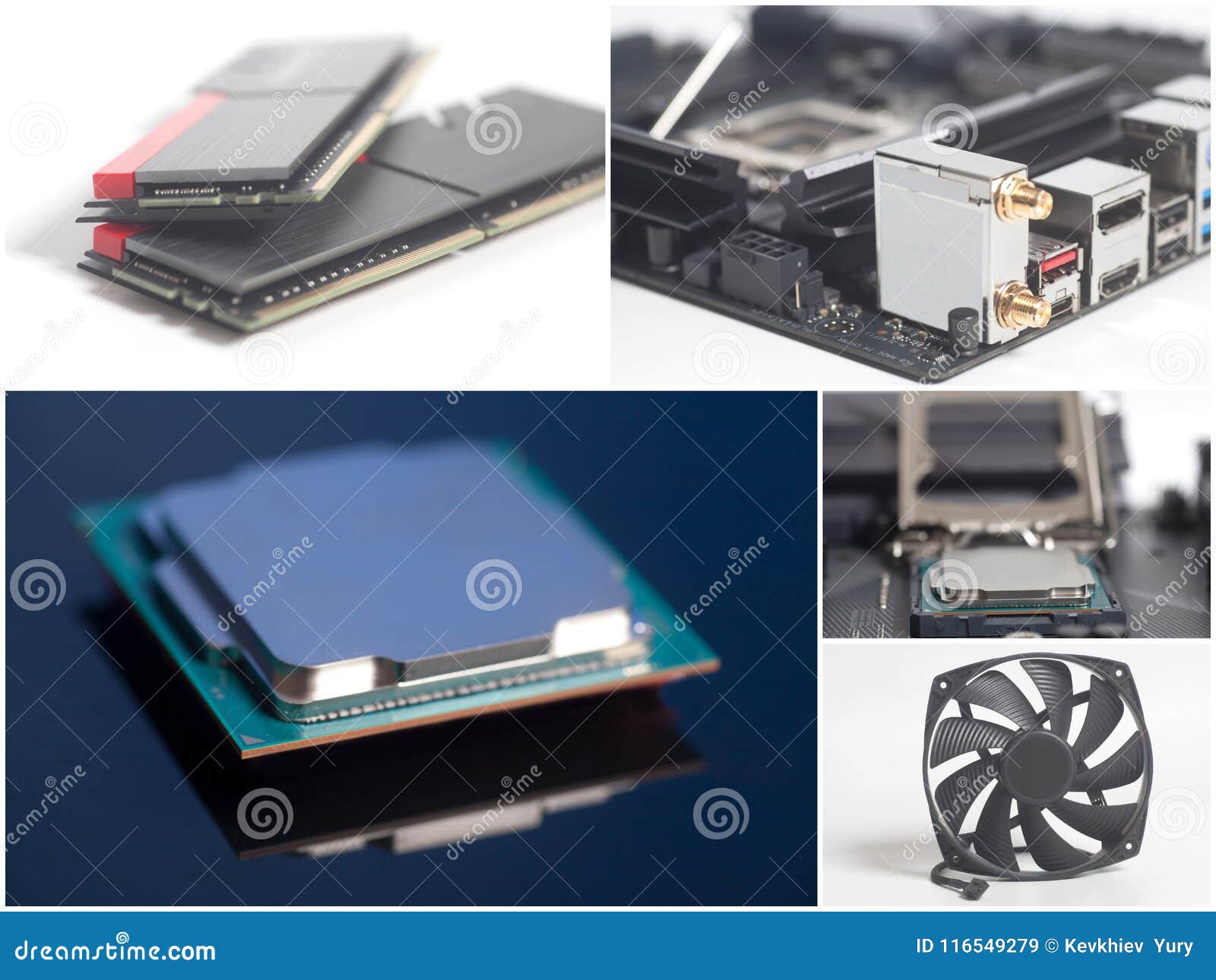 Collage of Personal Computer Components. Stock Image - Image of intel ...
