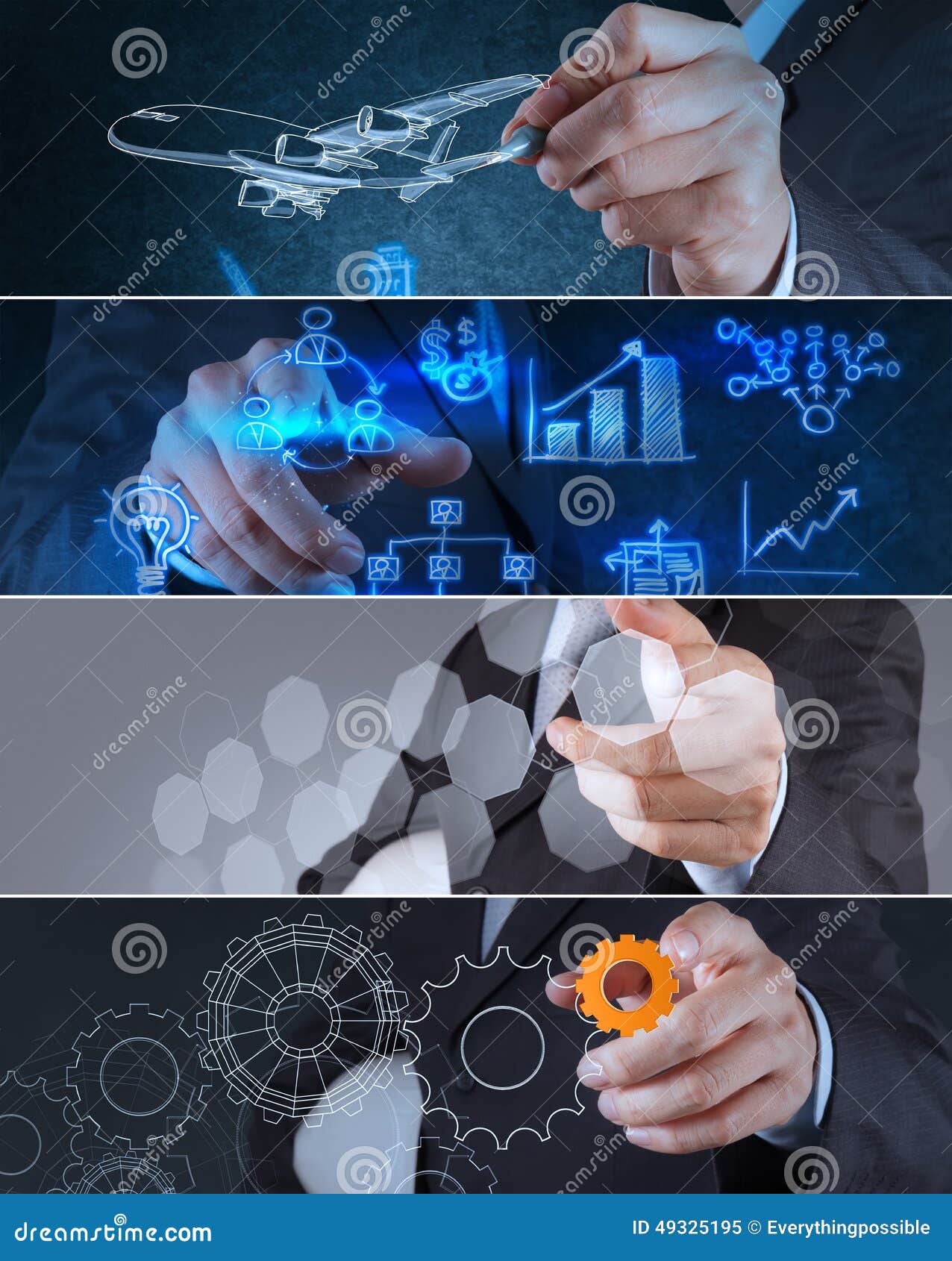 Collage of Photo Business Strategy Stock Image - Image of icon ...