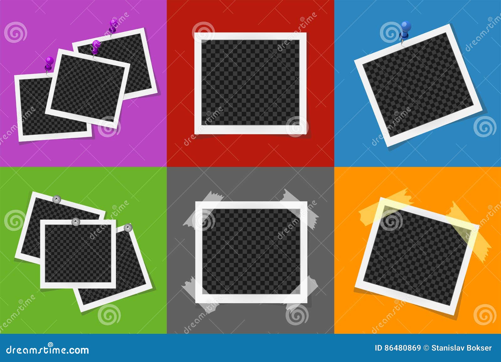 Collage Of Squares Colored Cats Illustration. Drawing For The De ...