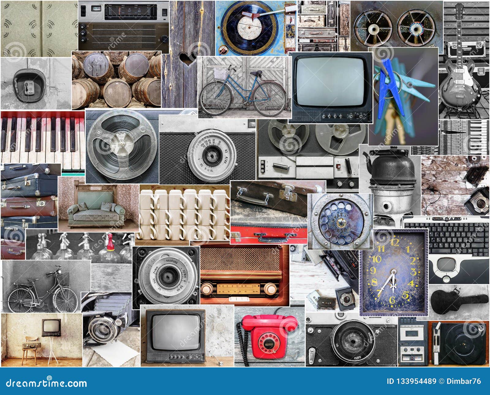 Collage of a Photo of Old Things Stock Image - Image of technology ...